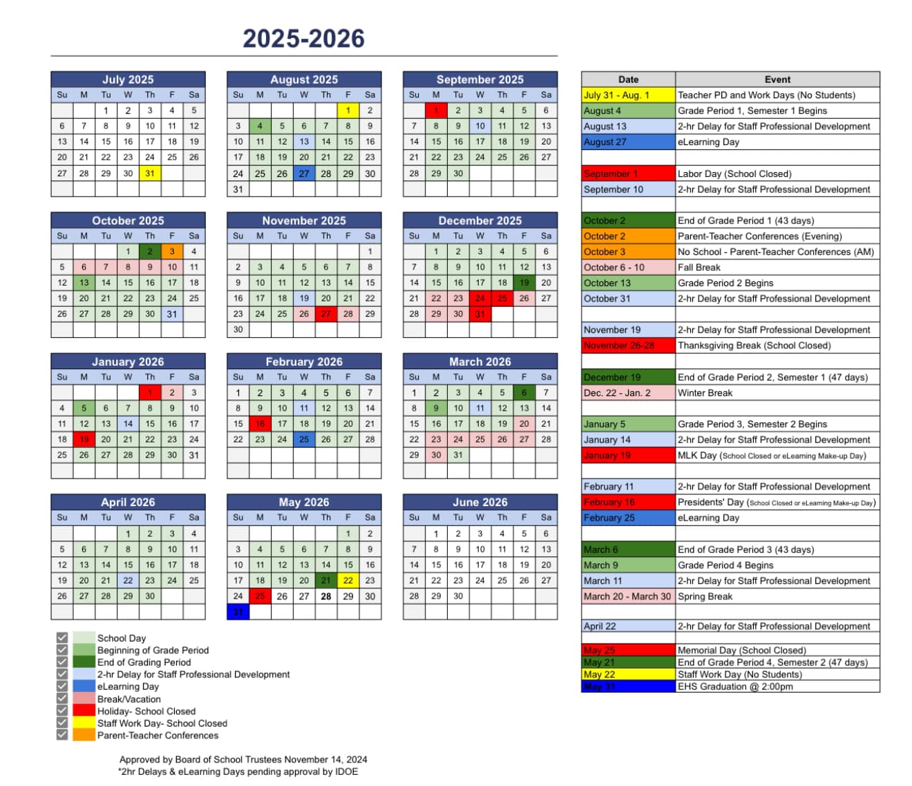 Elwood Community School Corporation Calendars – ELWOOD COMMUNITY SCHOOL ...